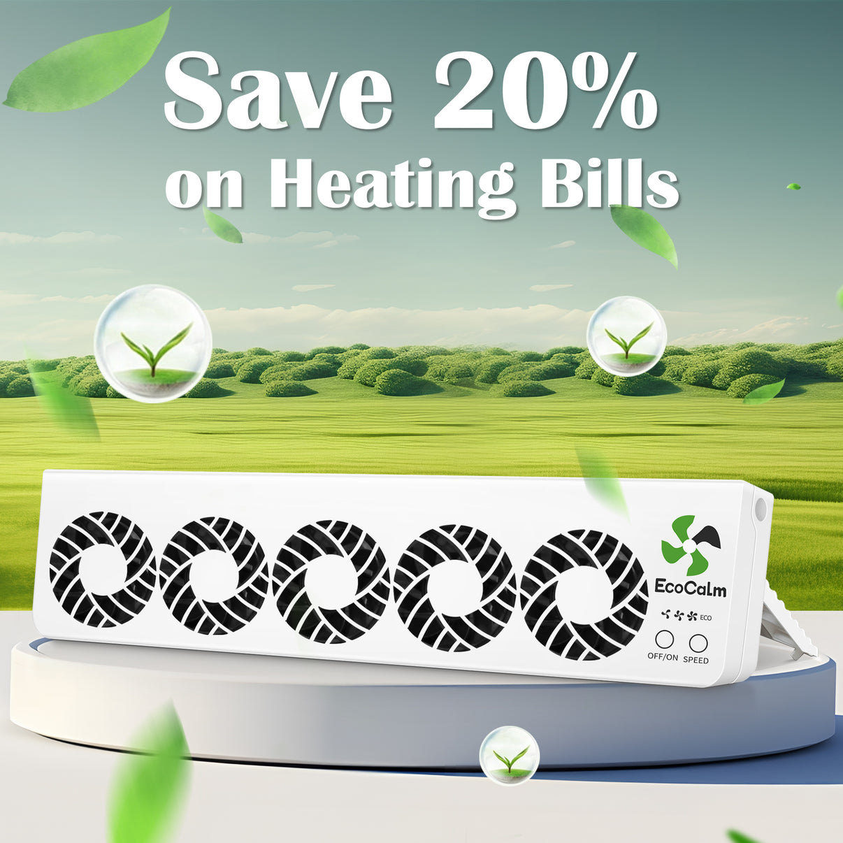 EcoCalm Booster Fan for Heater with Smart Heat Sensor, Heating Accesso